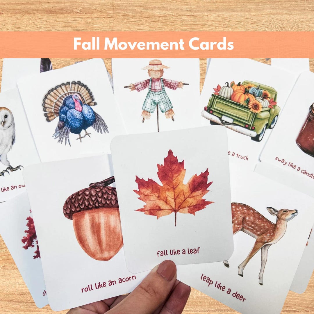 Fall Movement Cards | Kids Gross Motor Activity (digital Download) - Etsy