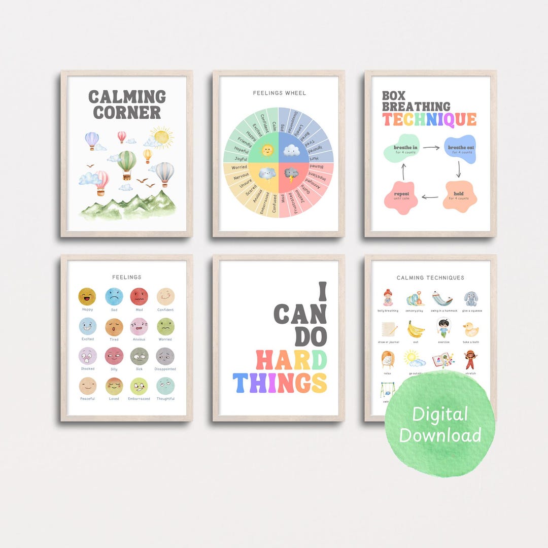 Calm Down Corner Wall Art, Feelings & Strategies Posters (digital ...