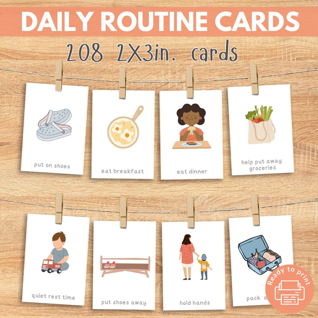 Visual Schedule Daily Routine Cards, Morning Evening Routine, Toddler ...