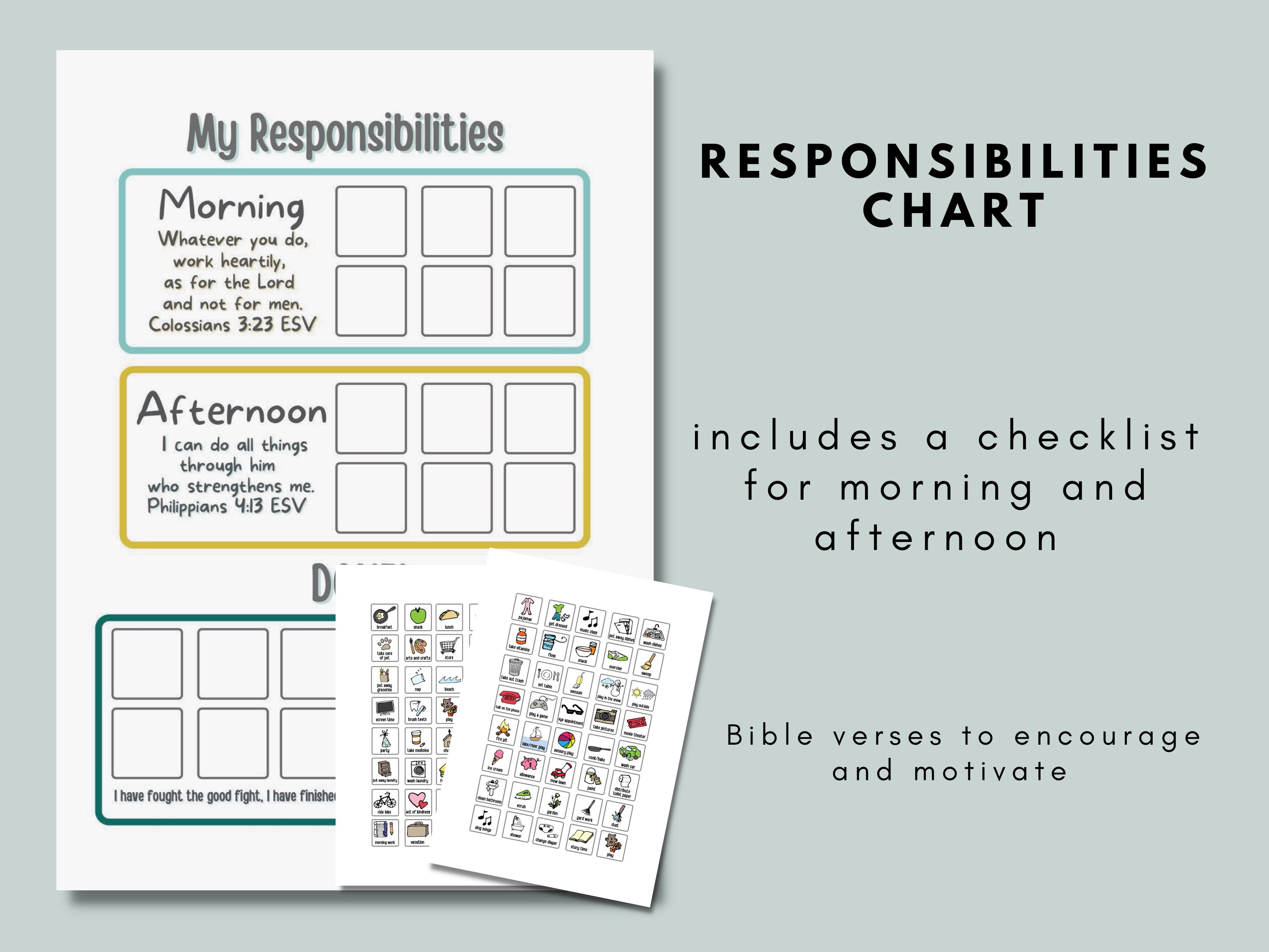 Printable Chore Chart Checklist for Kids, Morning and Evening Chore ...
