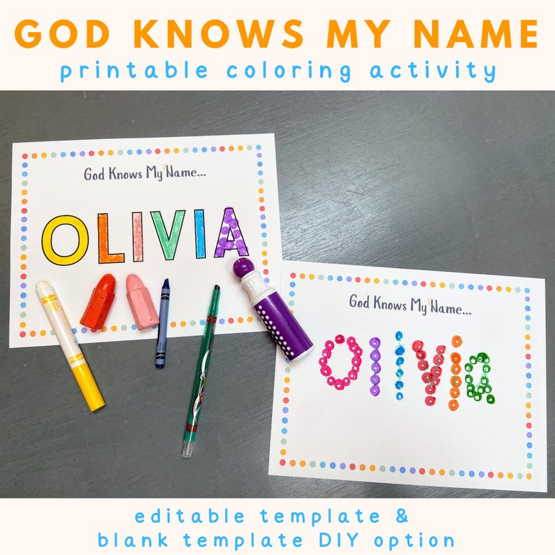 God Knows My Name Activity, Editable Name Mat (digital Download) - Etsy