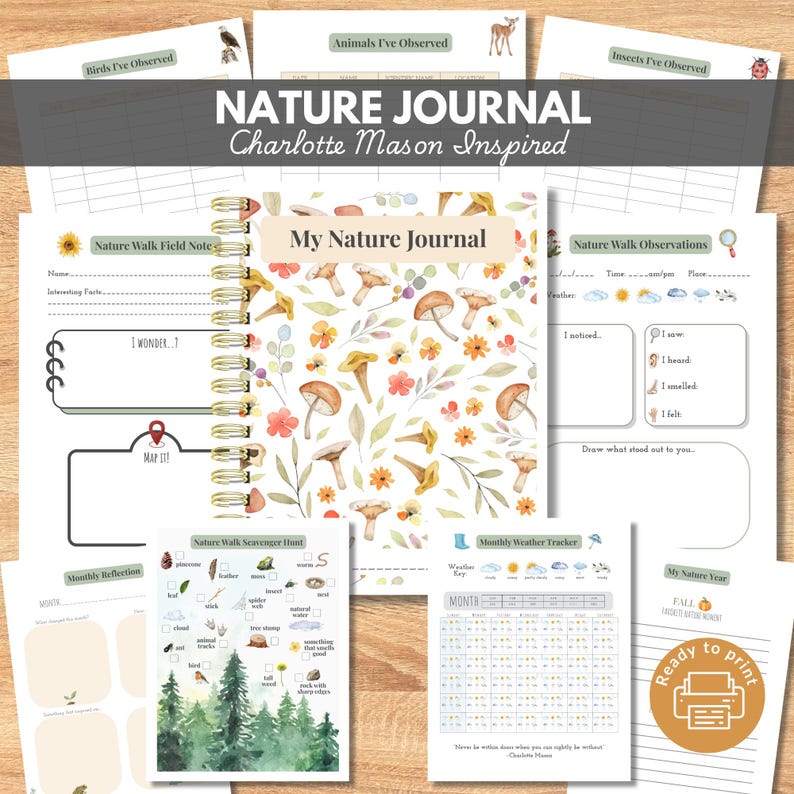 Charlotte Mason Nature Journal: Homeschool Scavenger Hunt (digital ...