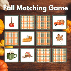 Matching Game for Kids Memory Game Autumn Activity Montessori Preschool ...