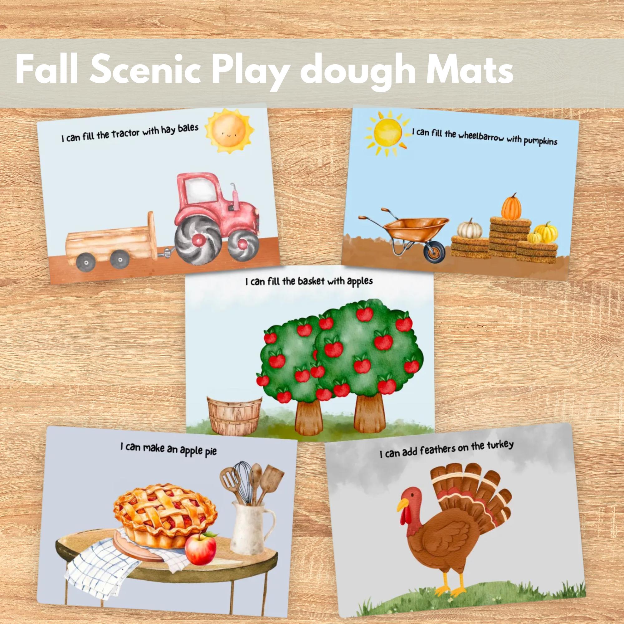 Fall Playdough Mats Printable Bundle | Fall Scenes Play Doh Mats ...