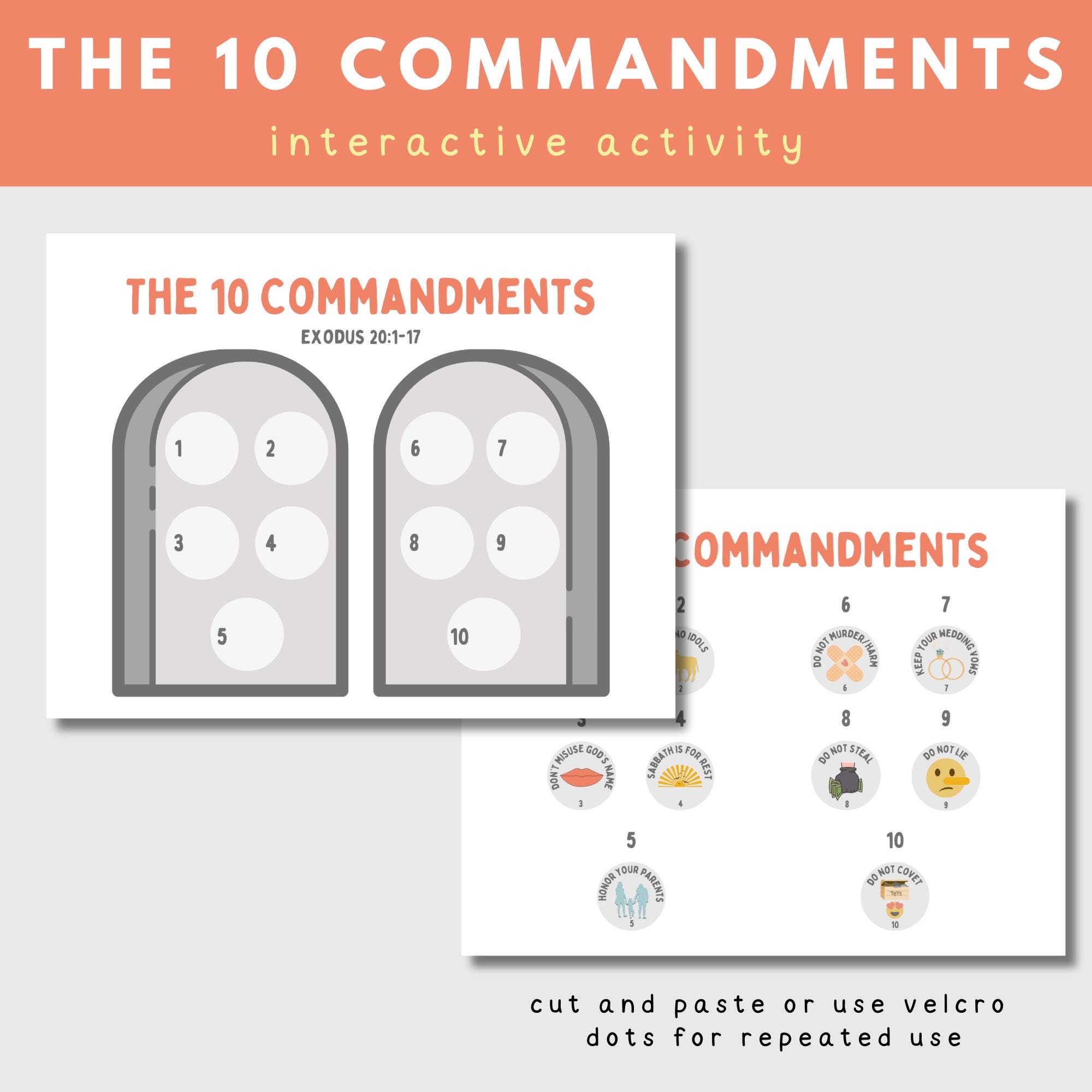 Ten Commandments Printable Activity for Kids | Sunday School Digital ...