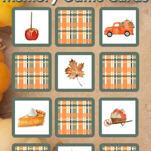 Matching Game for Kids Memory Game Autumn Activity Montessori Preschool ...