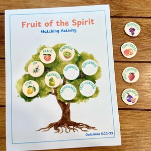 Fruits of the Spirit Matching and Fill in the Blank Activity, Bible ...