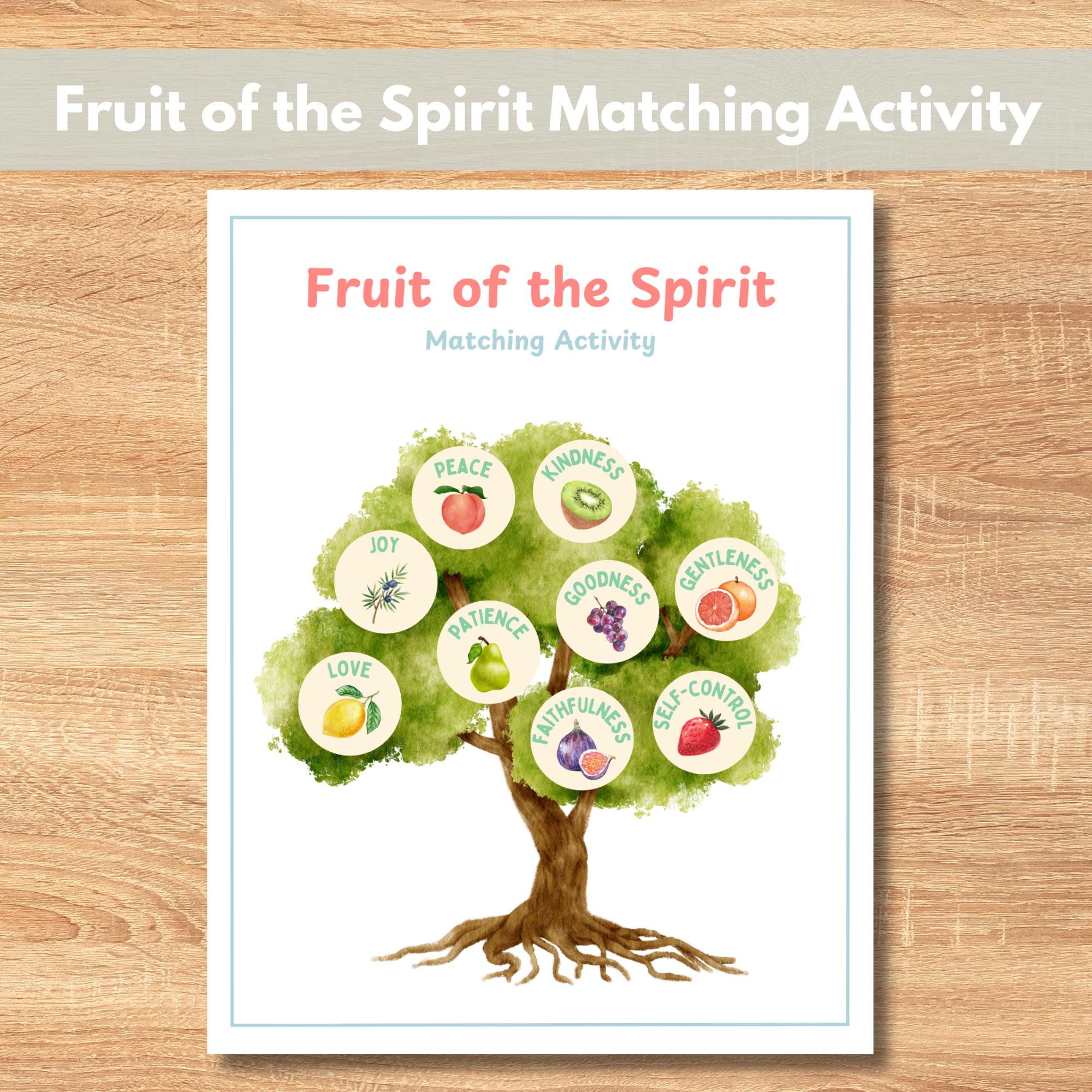 Fruits of the Spirit Matching and Fill in the Blank Activity, Bible ...