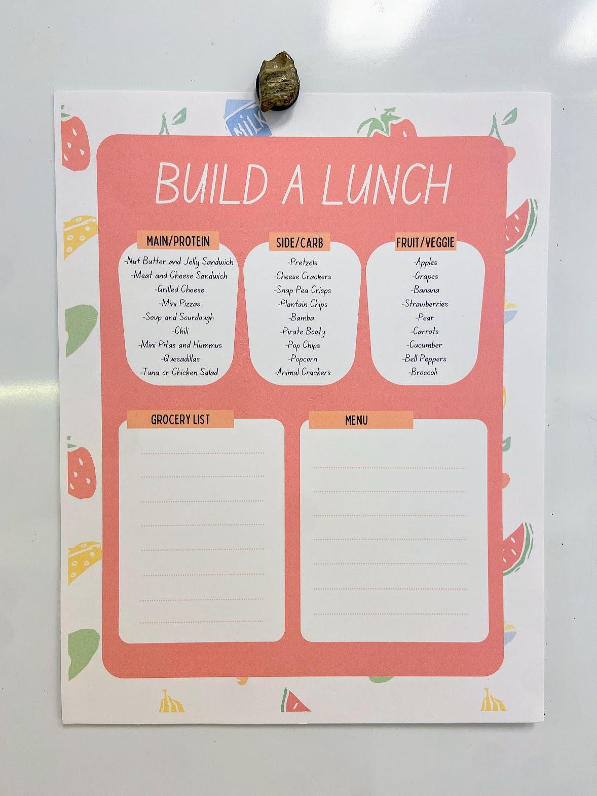 Editable Meal Planner for Kids, Lunch Ideas Printable, School Lunch ...