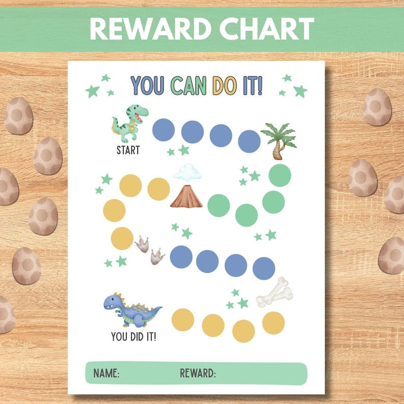 Dinosaur Reward Chart, Kids Chore Chart, Potty Training (digital ...