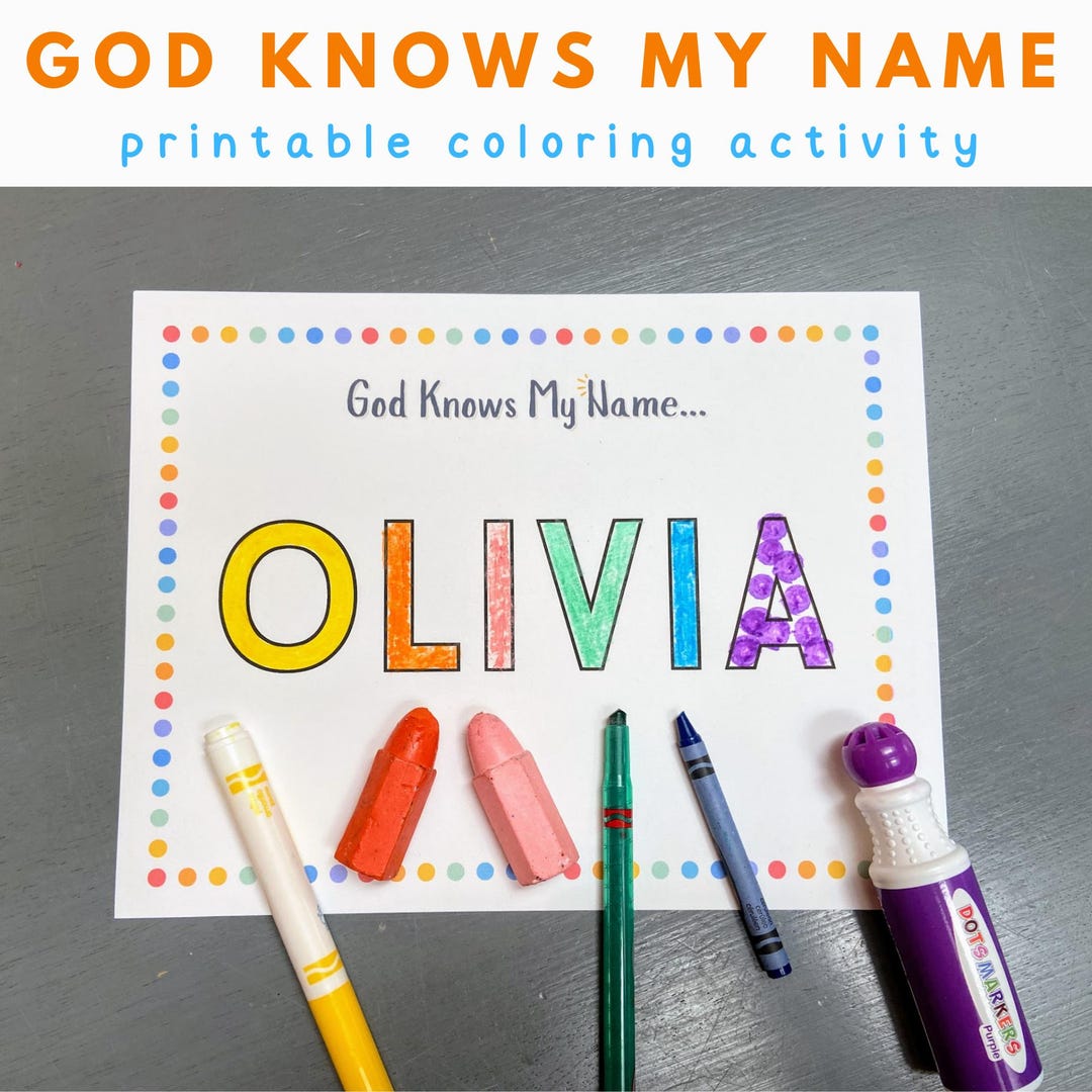 God Knows My Name Printable Coloring Activity editable Name Mat, Sunday ...