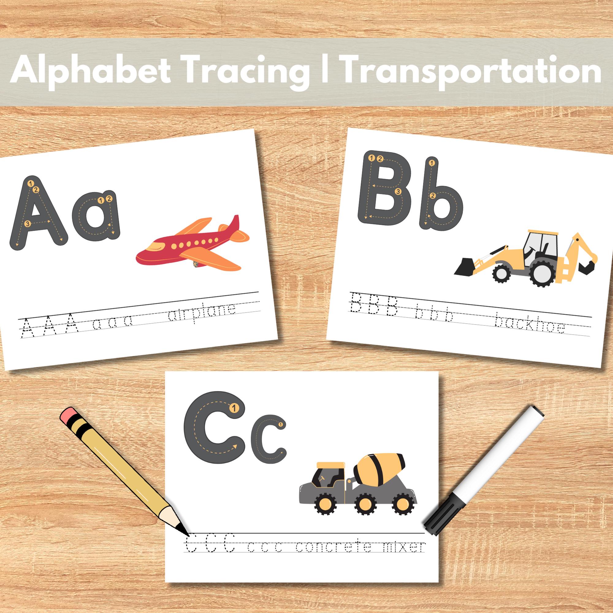 Uppercase Lowercase Alphabet Tracing Activity Transportation ...