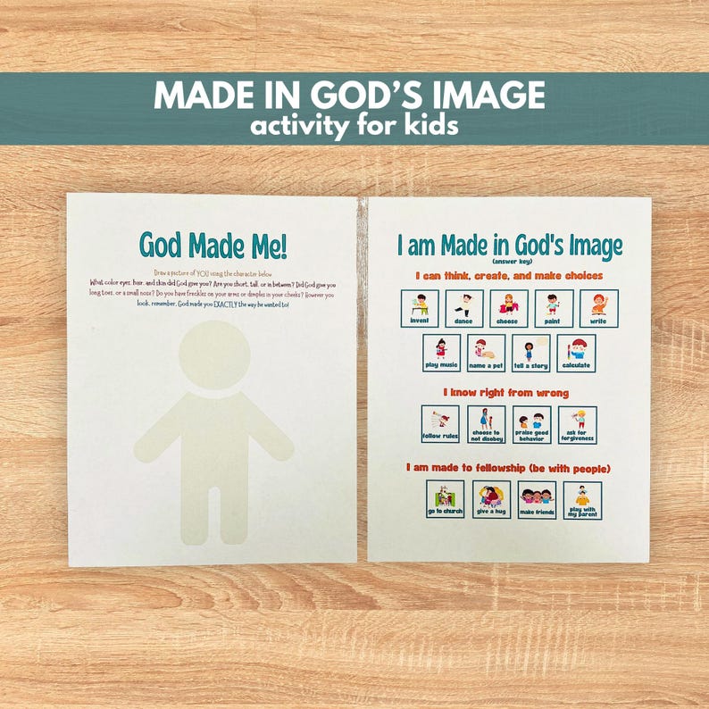 Made in God's Image Printable Bible Lesson: God Made Me Activity ...