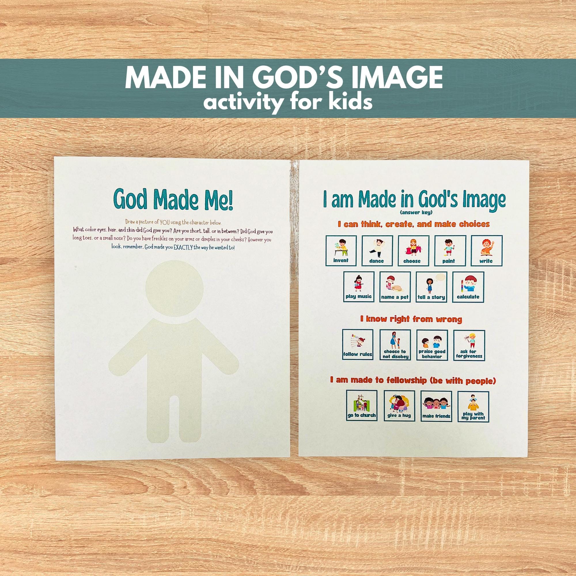 Made in God's Image Printable Bible Lesson: God Made Me Activity ...