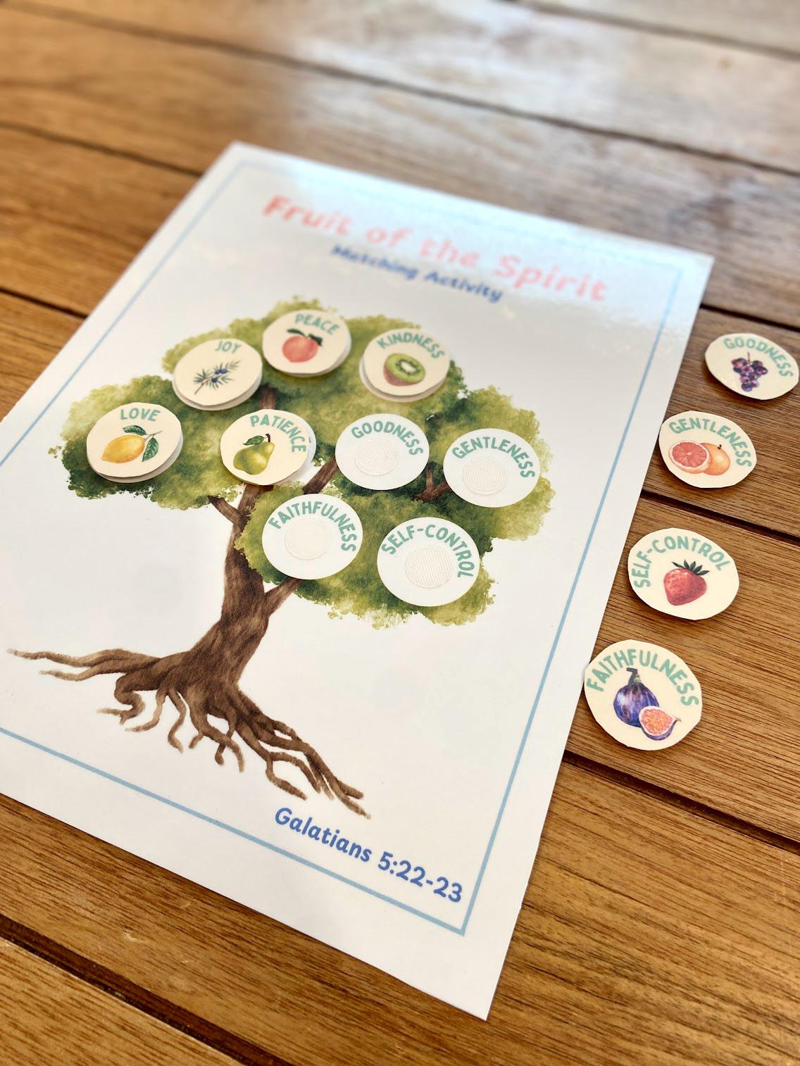 Fruits of the Spirit Matching and Fill in the Blank Activity, Bible ...