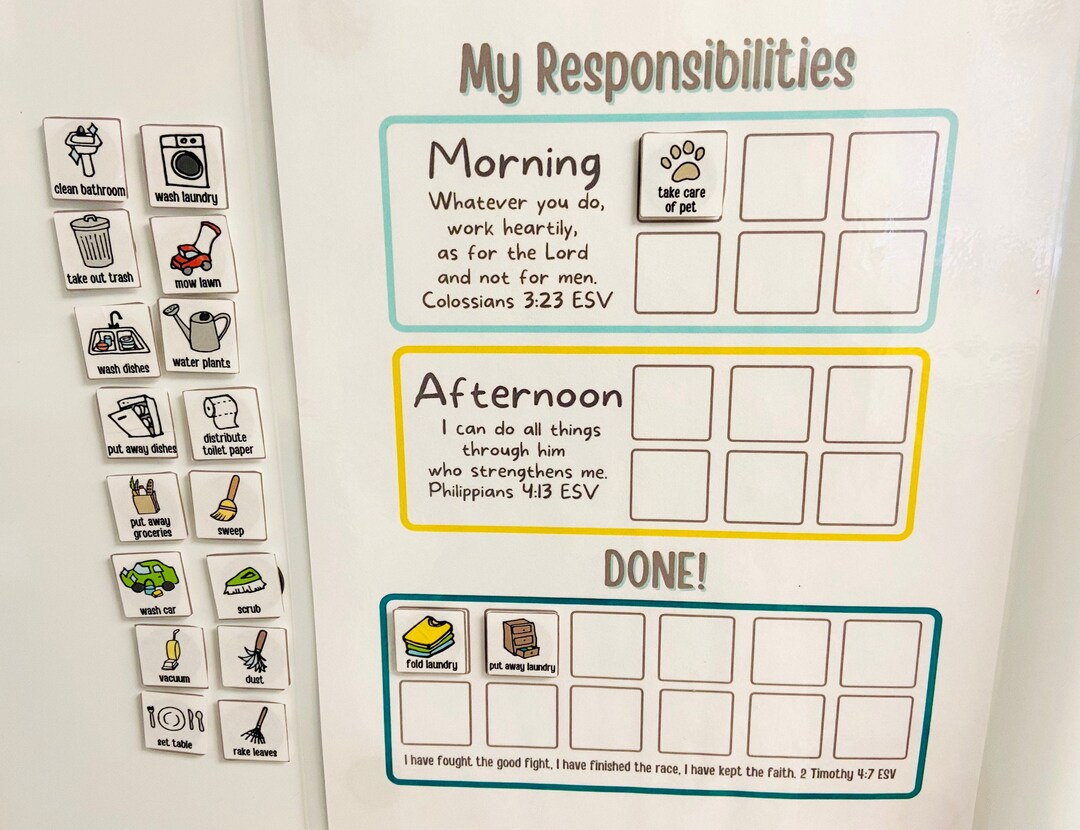 Printable Chore Chart Checklist for Kids, Morning and Evening Chore ...
