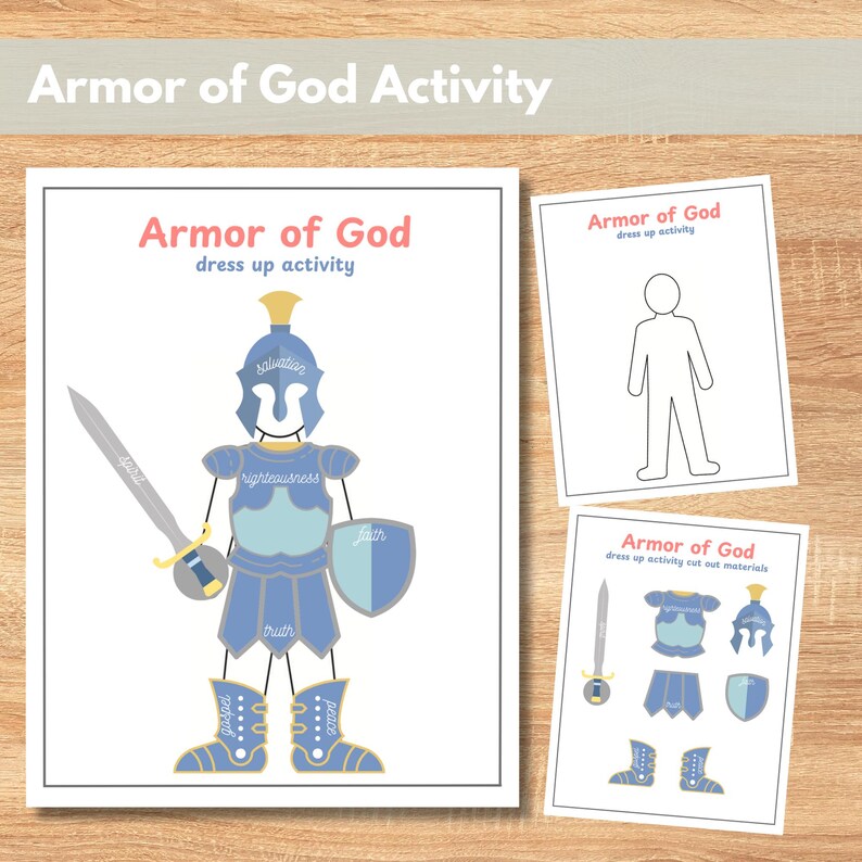 Armor of God Cut Out Activity, Christian Kids Bible Lesson (digital ...