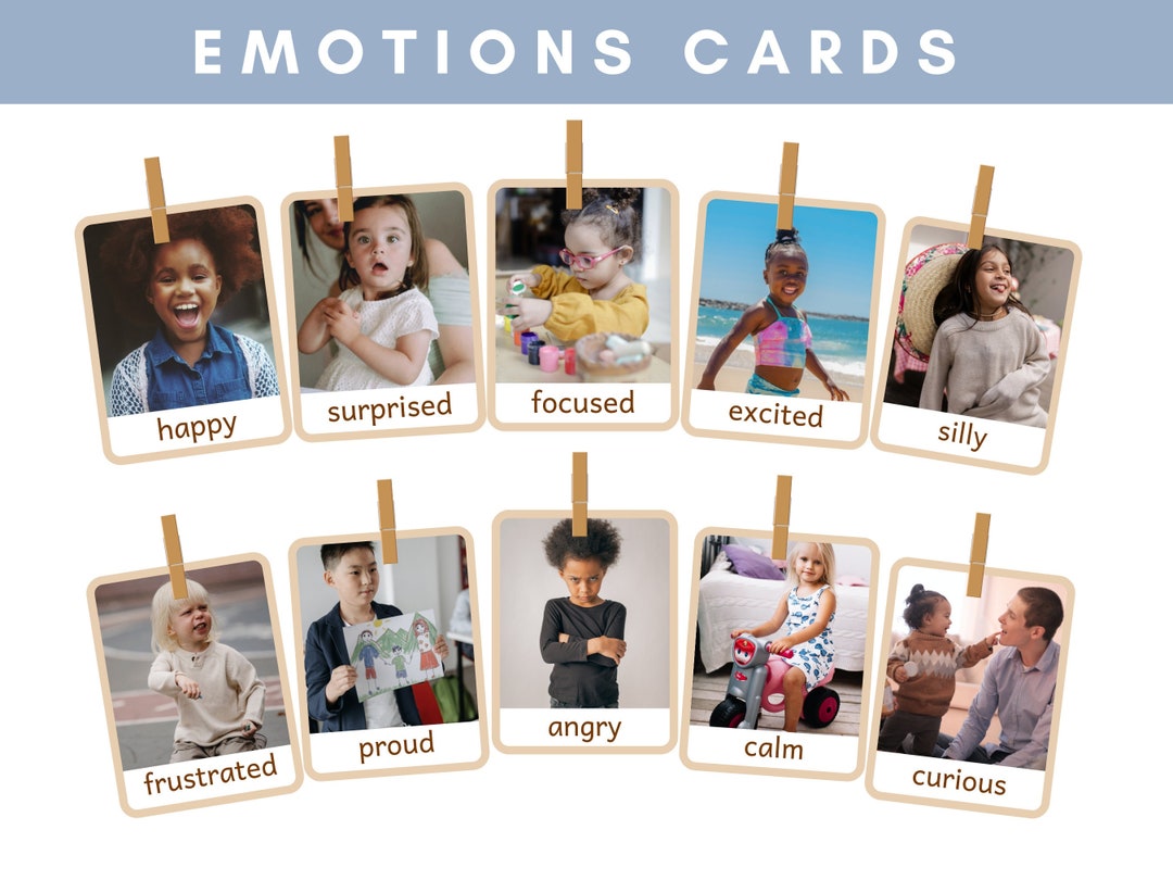 EDITABLE Emotion Cards for Kids With Real Pictures Montessori - Etsy