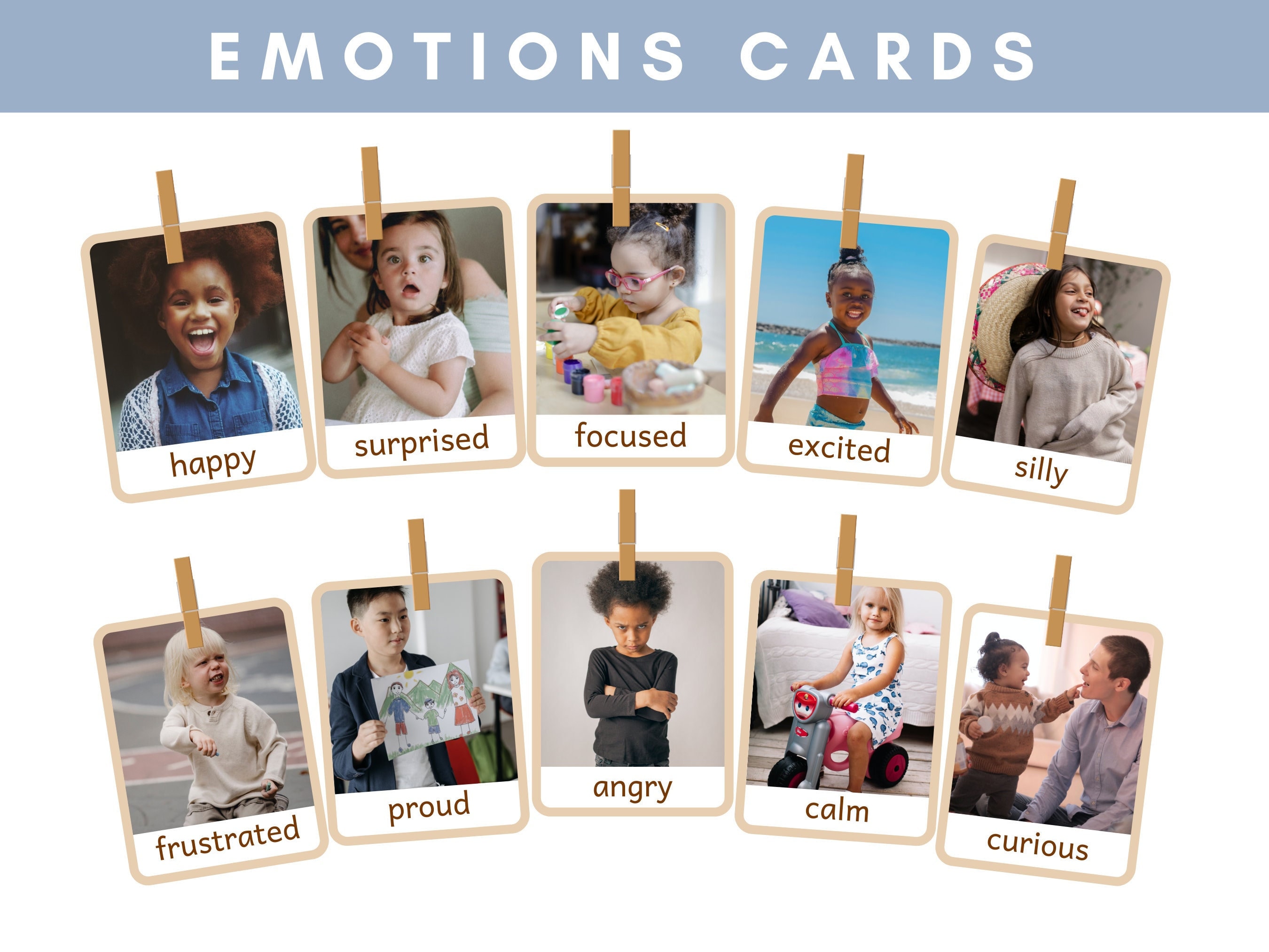 Emotions Montessori Flashcards Emotions Cards for Toddlers | Etsy