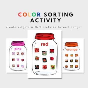 Color Matching Activity, Real Pictures Sorting Jars, Preschool ...