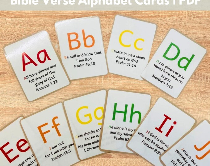Alphabet Bible Verse Cards, Printable ABC Bible Flashcards, Preschool ...