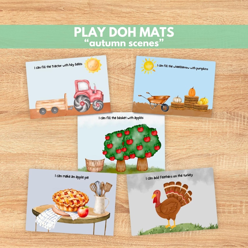 Fall Playdough Mats Printable Bundle | Fall Scenes Play Doh Mats ...