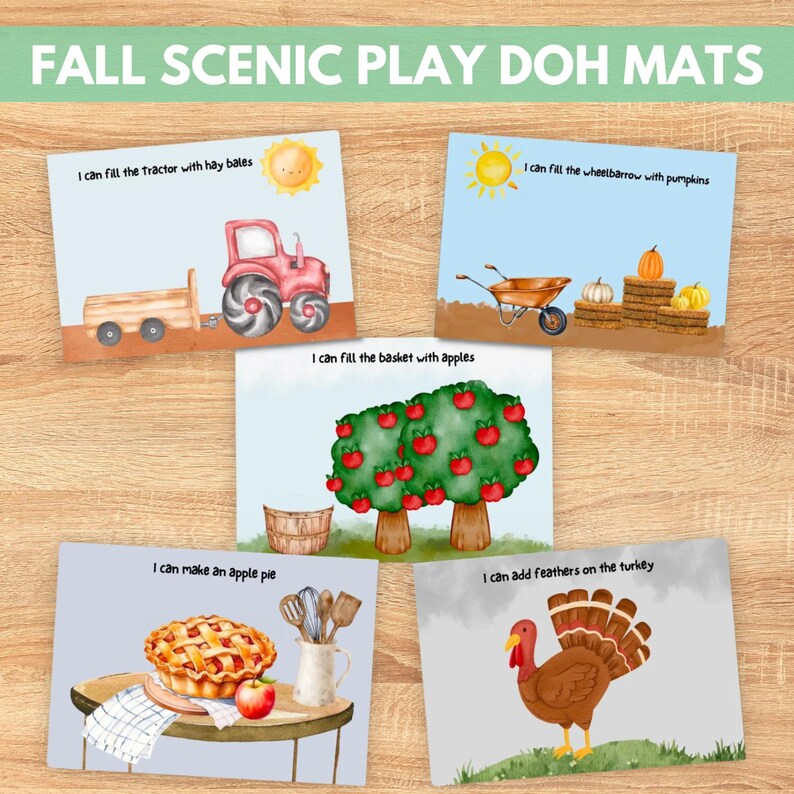 Fall Playdough Mats Printable Bundle | Fall Scenes Play Doh Mats ...