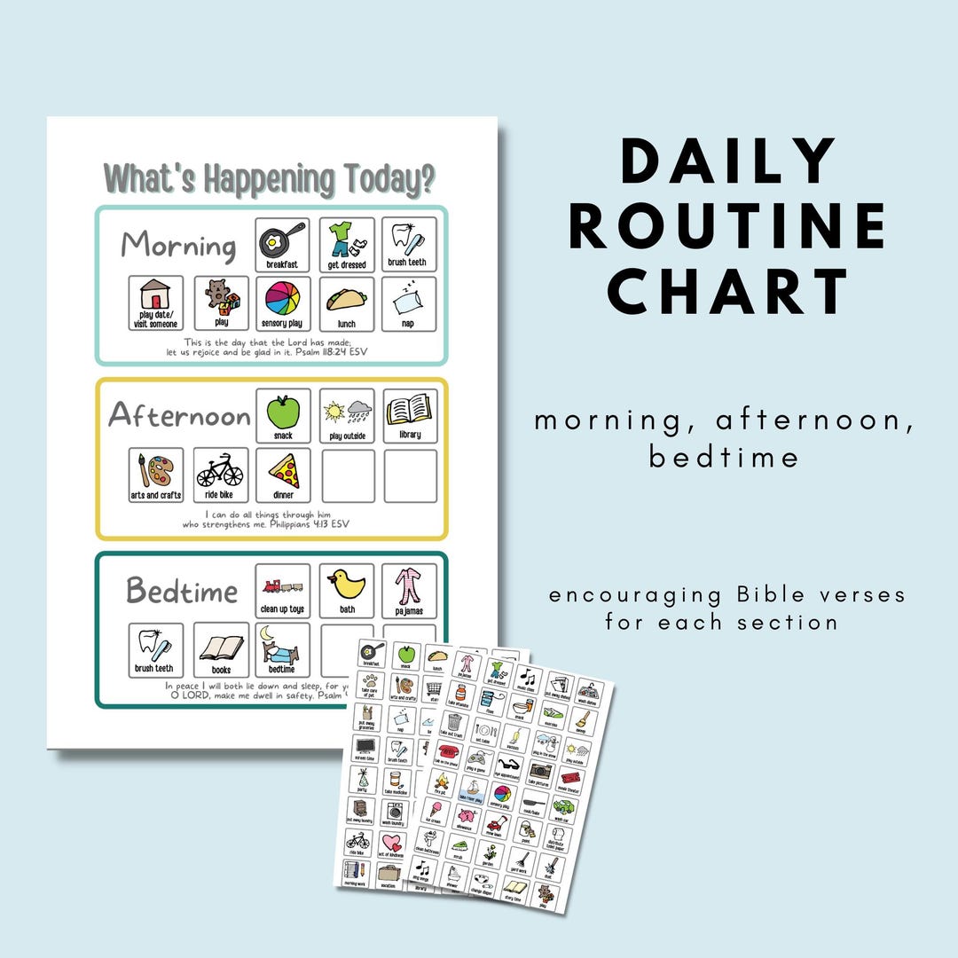 Daily Routine Kids Visual Schedule Chart Printable, Kids Visual Routine ...