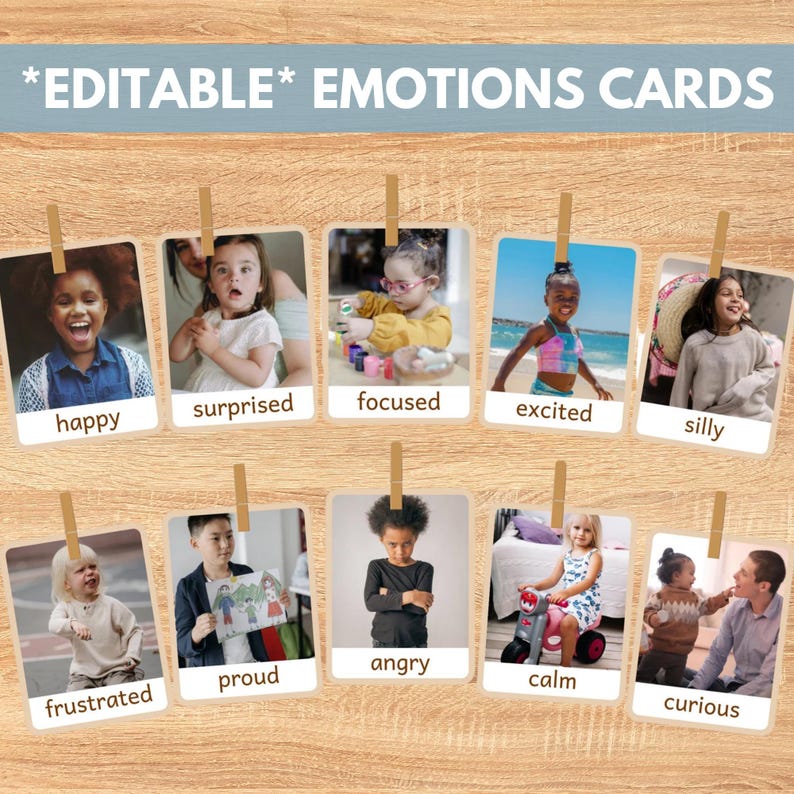 Montessori Emotions Flashcards – Real Pictures, Editable (PDF) - Etsy
