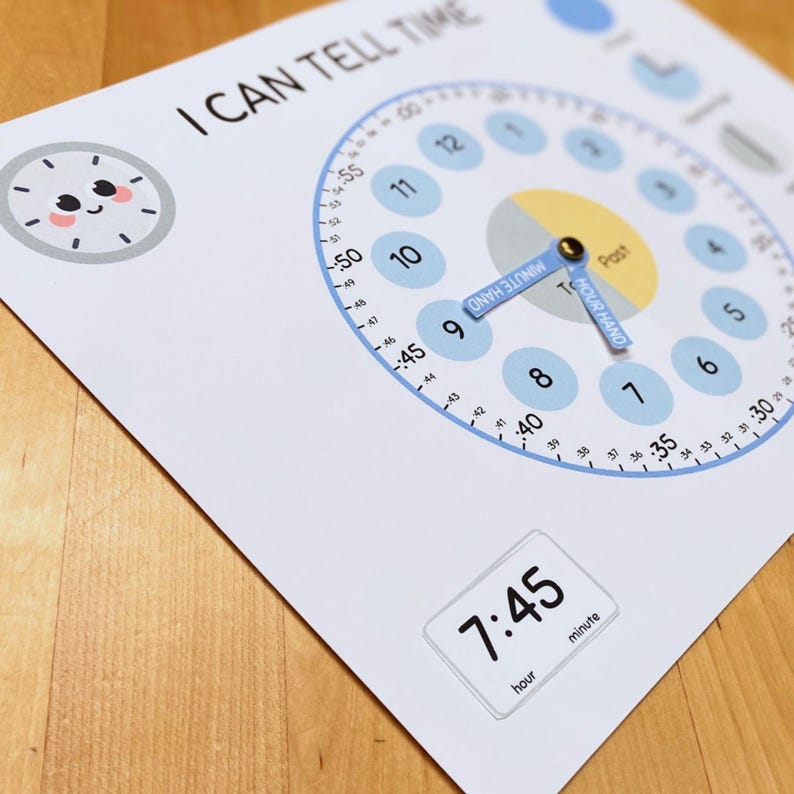 Kids Telling Time Activity, Printable Montessori Clock Worksheet ...