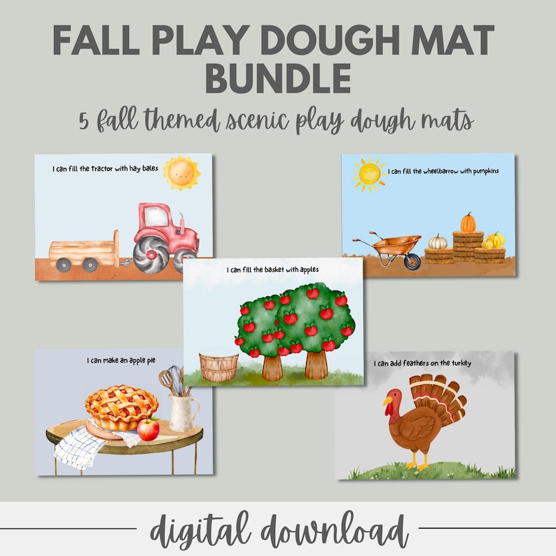 Fall Playdough Mats Printable Bundle | Fall Scenes Play Doh Mats ...