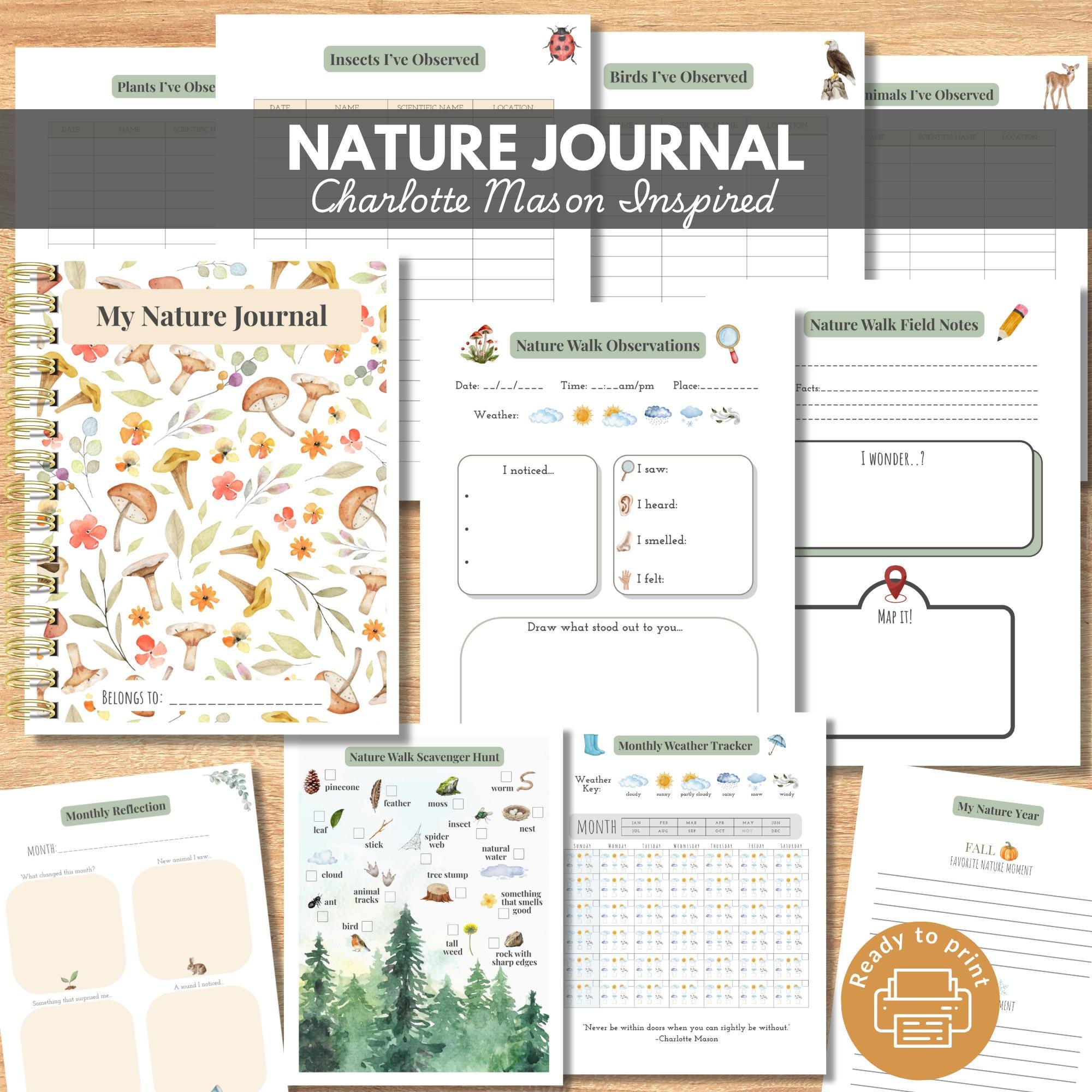 Charlotte Mason Nature Journal: Homeschool Scavenger Hunt (digital ...