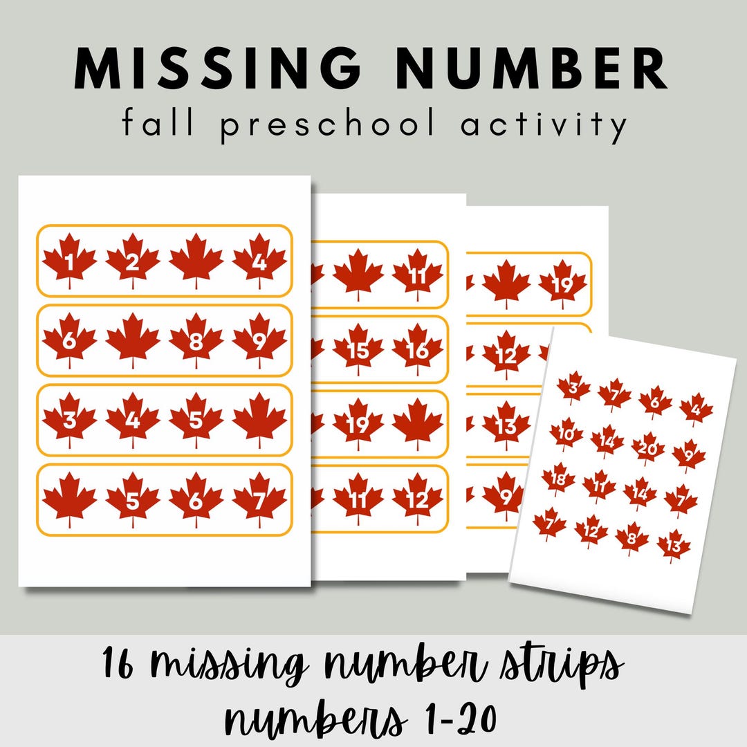 Missing Number Sequence Activity for Kindergarten Math Fall Learn to ...