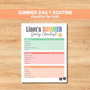 Editable Summer Daily Checklist Template for Kids, Visual Daily ...