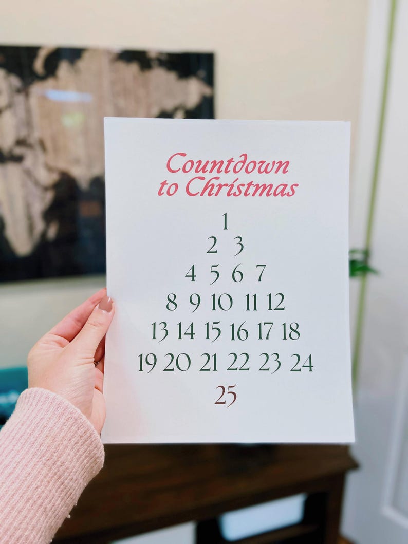 Days Till Christmas Countdown Calendar Printable | Days Until Christmas ...