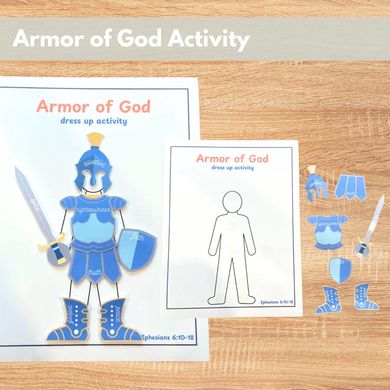Full Armor of God Lesson Craft for Kids, Armor of God Match, Sunday ...