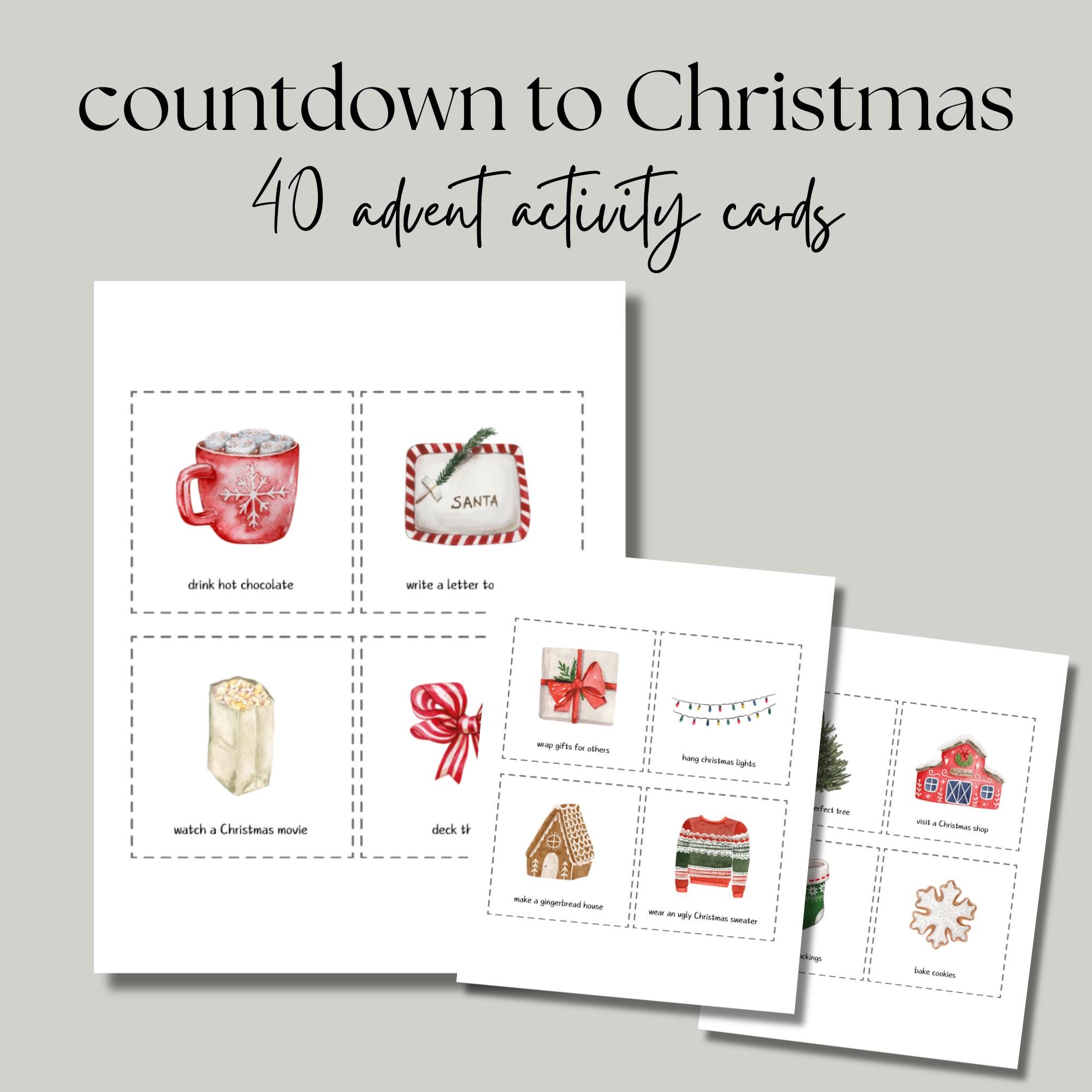 Christmas Advent Activities, Cards, Calendar, Printable, Activities for ...