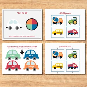 70 Page Preschool Printable Curriculum Activity Book CARS, Tracing ...