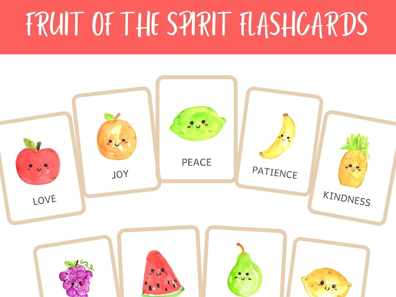 Fruit of the Spirit Printable Cards for Kids | Galatians 5 22 23, Bible ...