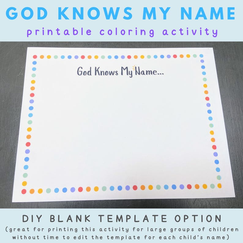 God Knows My Name Activity, Editable Name Mat (digital Download) - Etsy