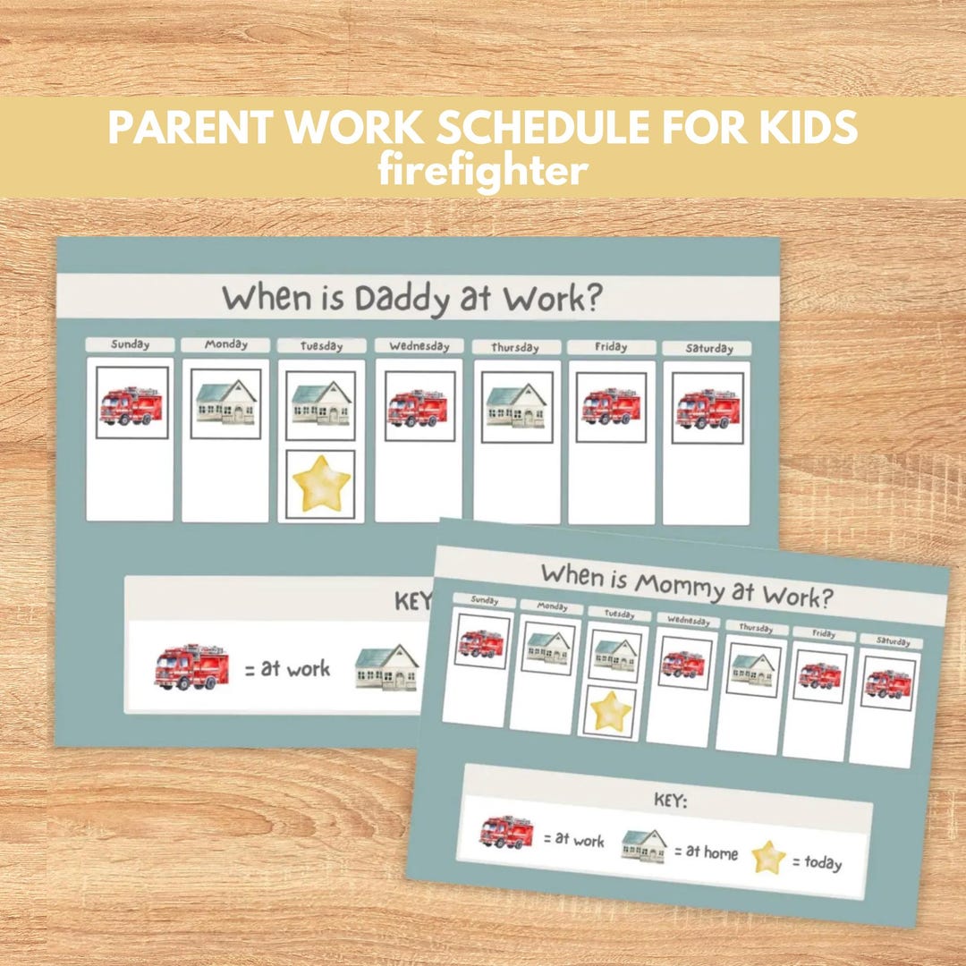 Firefighter Parent Work Schedule, Visual Calendar for Kids Separation ...