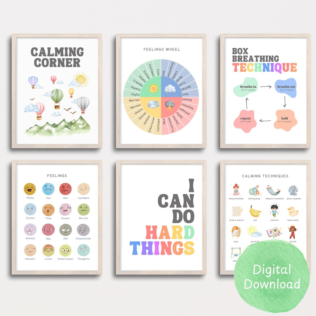 Calming Corner Wall Art Bundle of 6, Calming Strategies, Printable ...