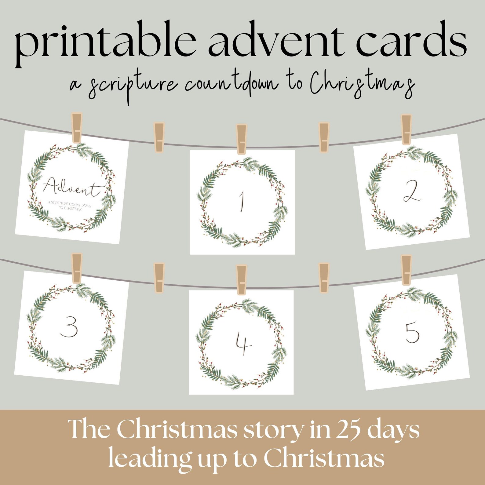 Scripture Advent Christmas Countdown Cards | Printable Nativity ...