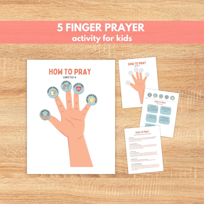 5 Finger Prayer Craft, Kids Prayer Lesson (digital Download) - Etsy