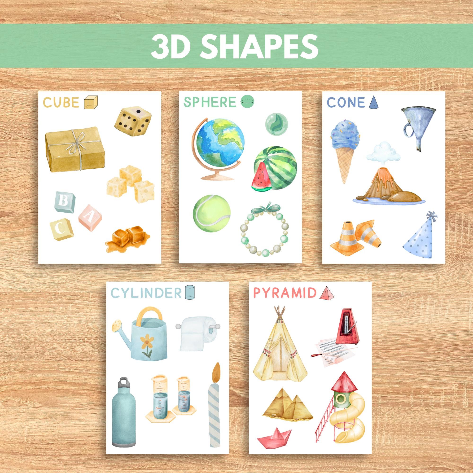 Natural Shapes Flashcards, Preschool Homeschool Curriculum (digital ...