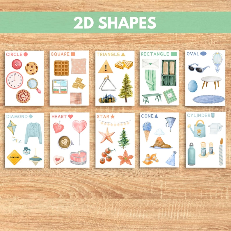Natural Shapes Flashcards, Preschool Homeschool Curriculum (digital ...