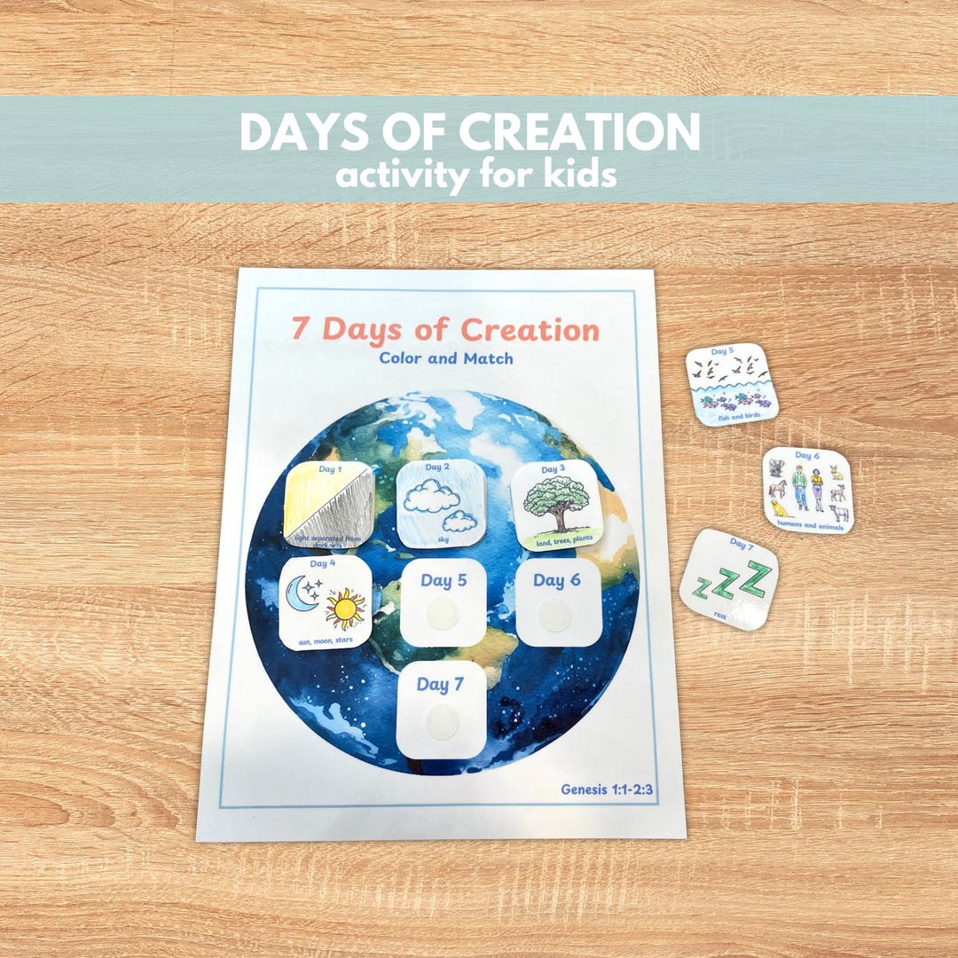 God's Creation Activity, 7 Days of Creation Bible Lesson Printable - Etsy