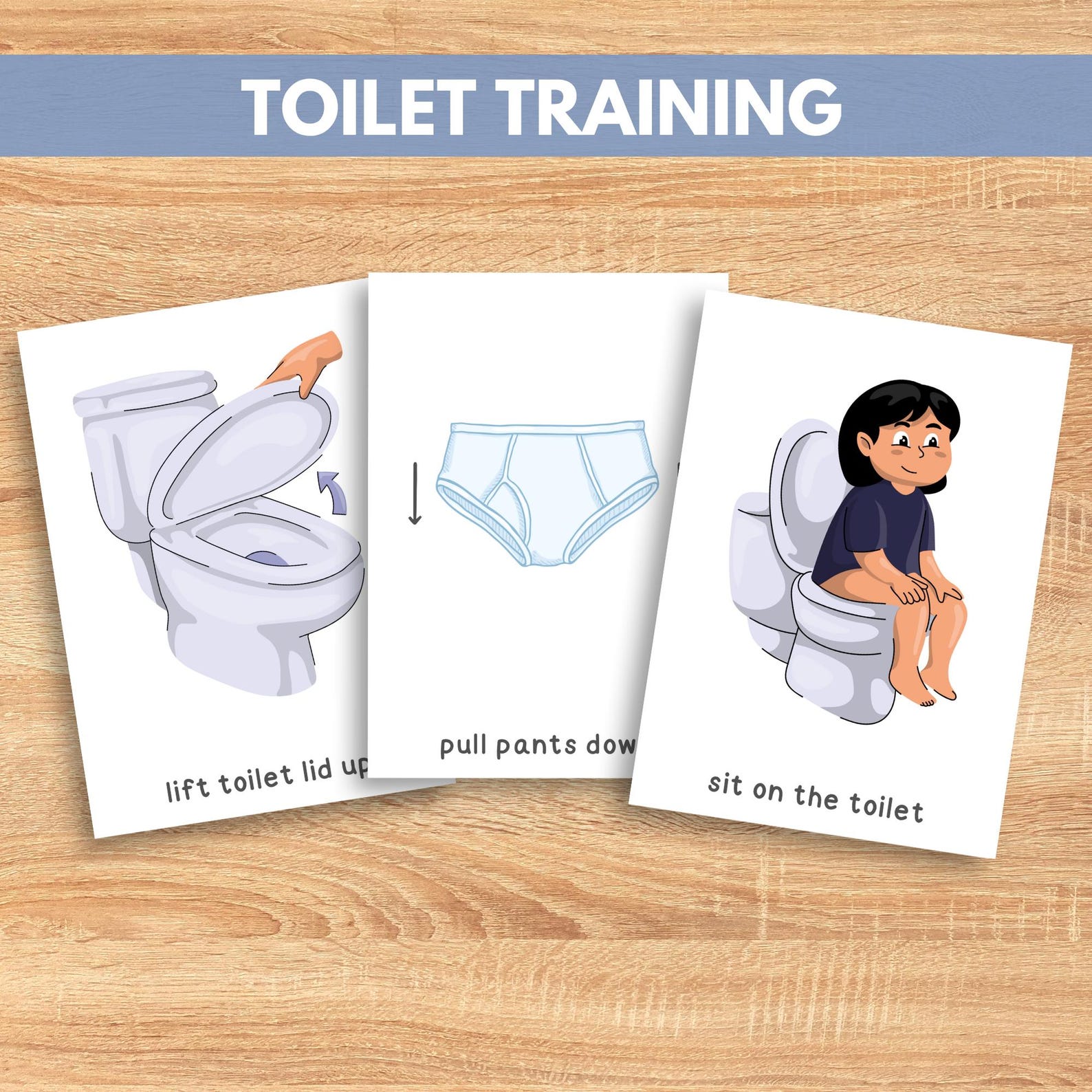 Toilet Training Potty Learning Flashcards, Potty Sequence, Elimination ...