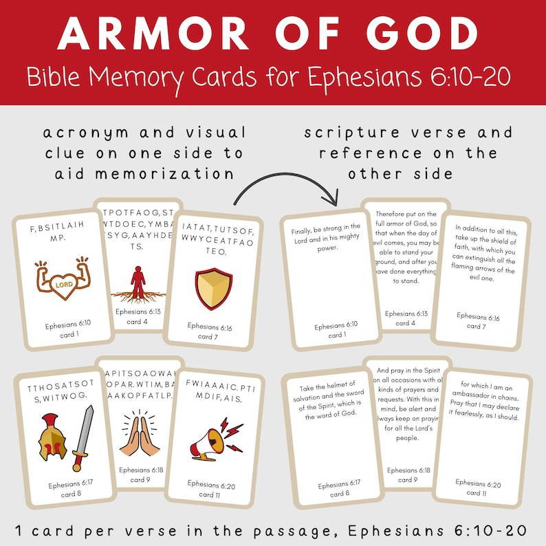 Armor of God Bible Verse Cards | Ephesians 6 Homeschool (digital ...
