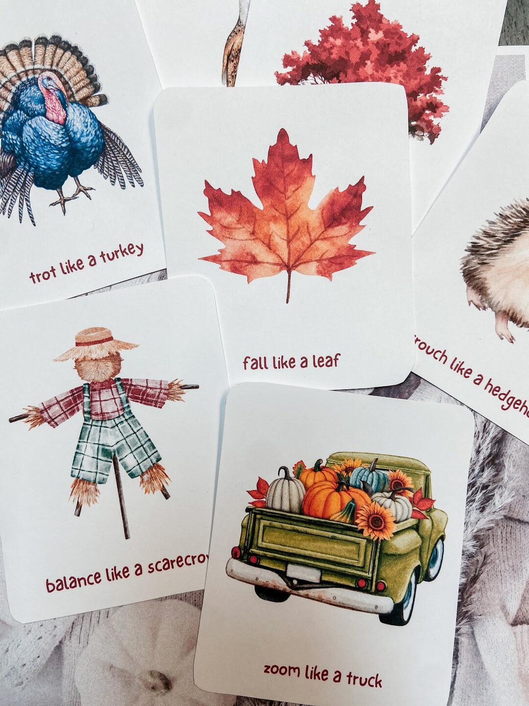 Brain Break Cards for Fall Gross Motor Activity Kids Movement Cards - Etsy